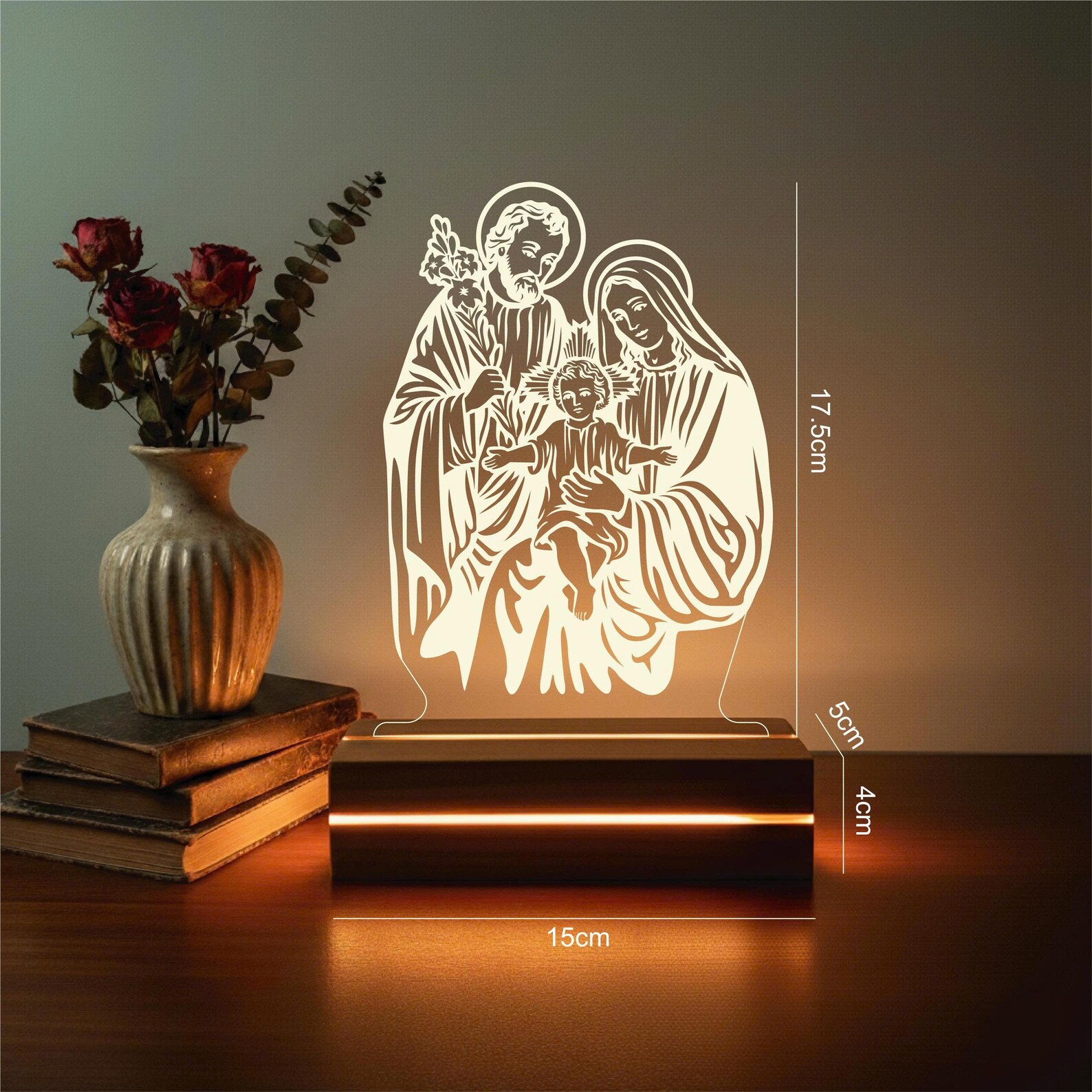 Holy Family Night Light – Jesus, Mary and Baby Acrylic Lamp – Christian ...