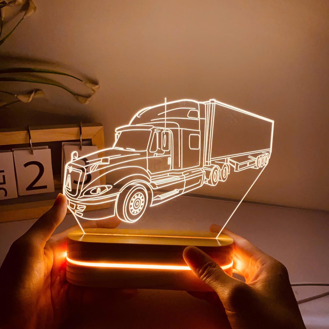 Personalized Container Truck Night Light, Engraved Trucker Gift - Etsy