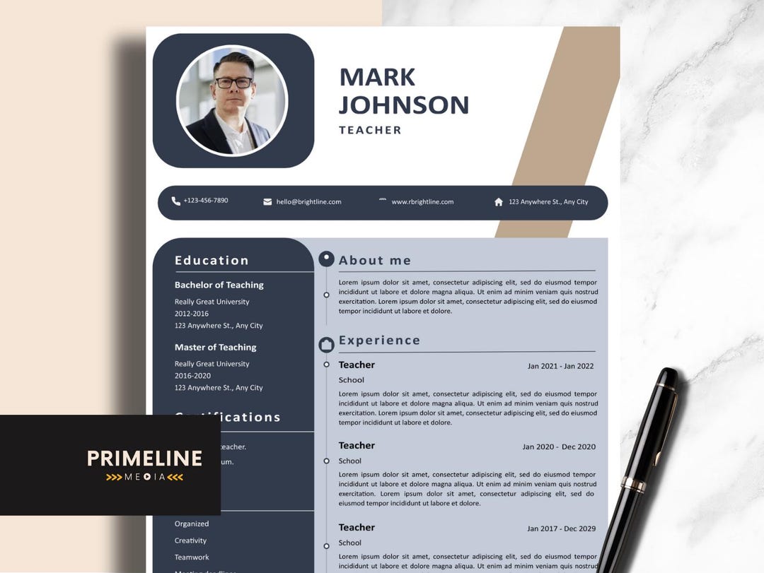 Business Resume Template | Professional CV Layout, Corporate Style ...