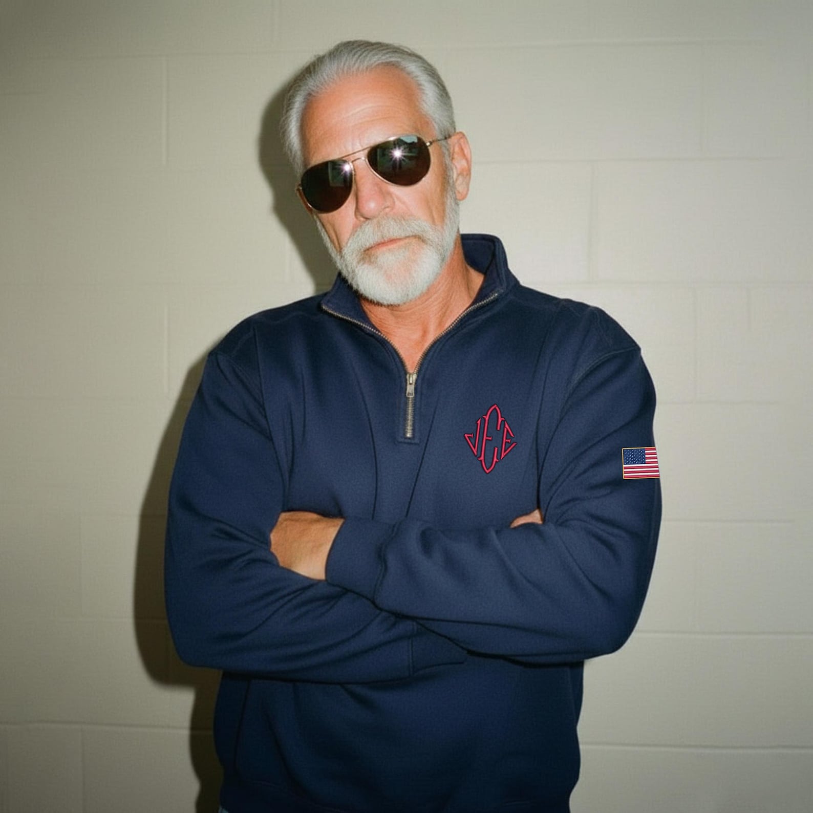 Embroidered J.E.E. Epstein Quarter Zip Sweater, America Flag Relaxed ...