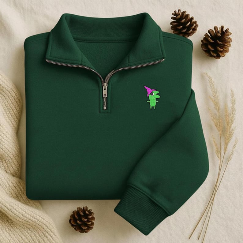 Smiling Friends Embroidered Quarter Zip Pullover, Meme Cartoon - Etsy