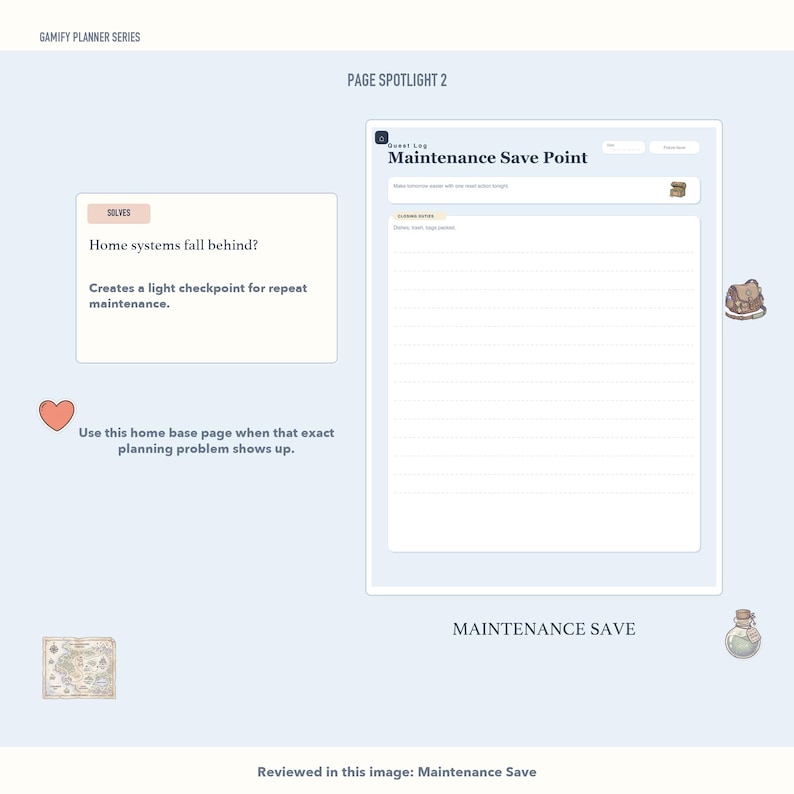 Home Base Reset Pack | Adhd-friendly RPG Planner Printable | Cozy ...