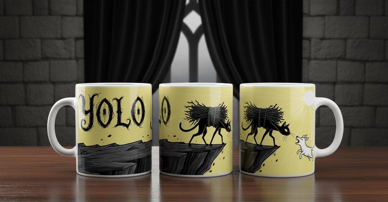 YOLO Cat Mug Wrap PNG, the Fool Tarot Card, Funny Cat Walking, 11oz ...