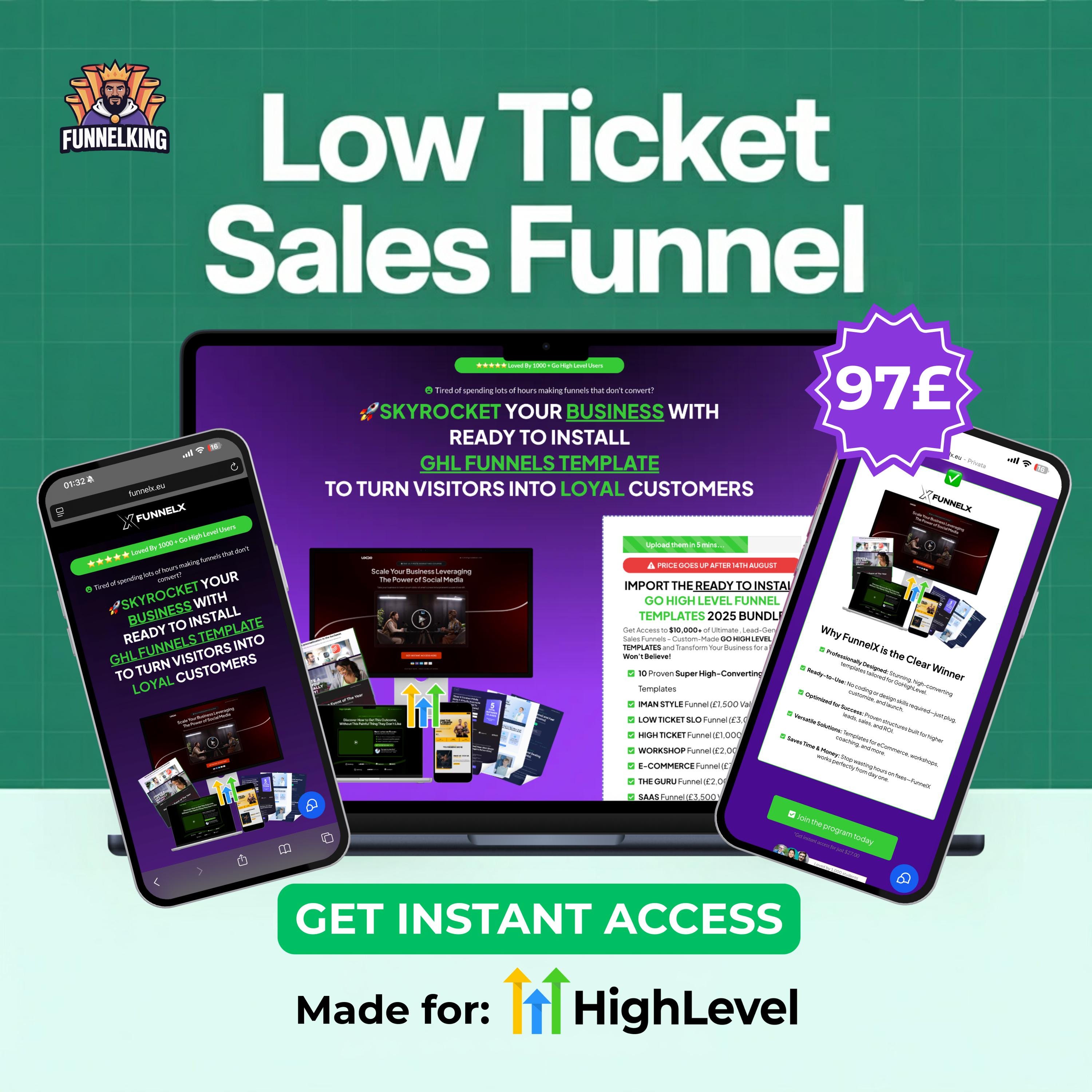 Gohighlevel Low Ticket Sales Funnel Template | Includes VSL Section ...