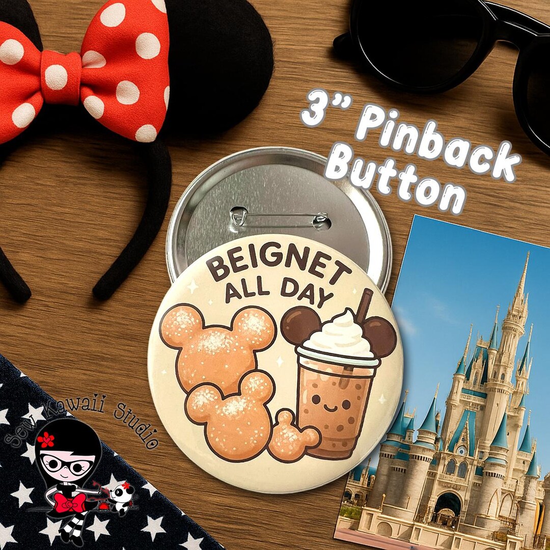 Mickey Beignet Button Disney Snacks Button Disney Inspired Celebration ...