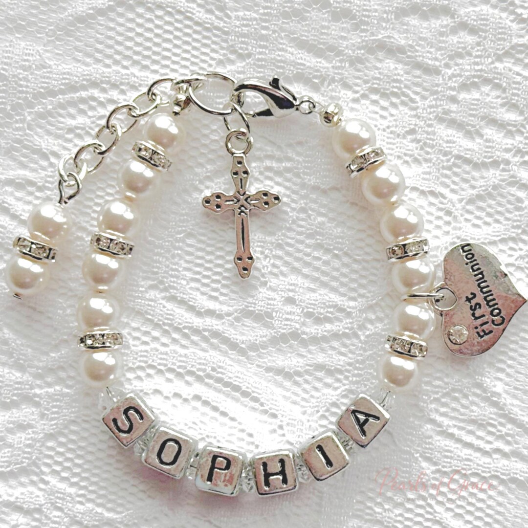 First Communion Gift for Girls, Holy Communion Jewelry, Personalized ...
