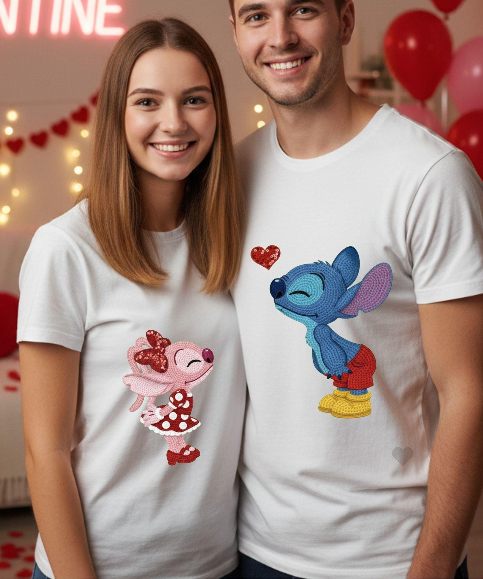 Faux Yarn Stich Couple Shirt, Valentine, Boyfriend Girlfriend Shirt ...
