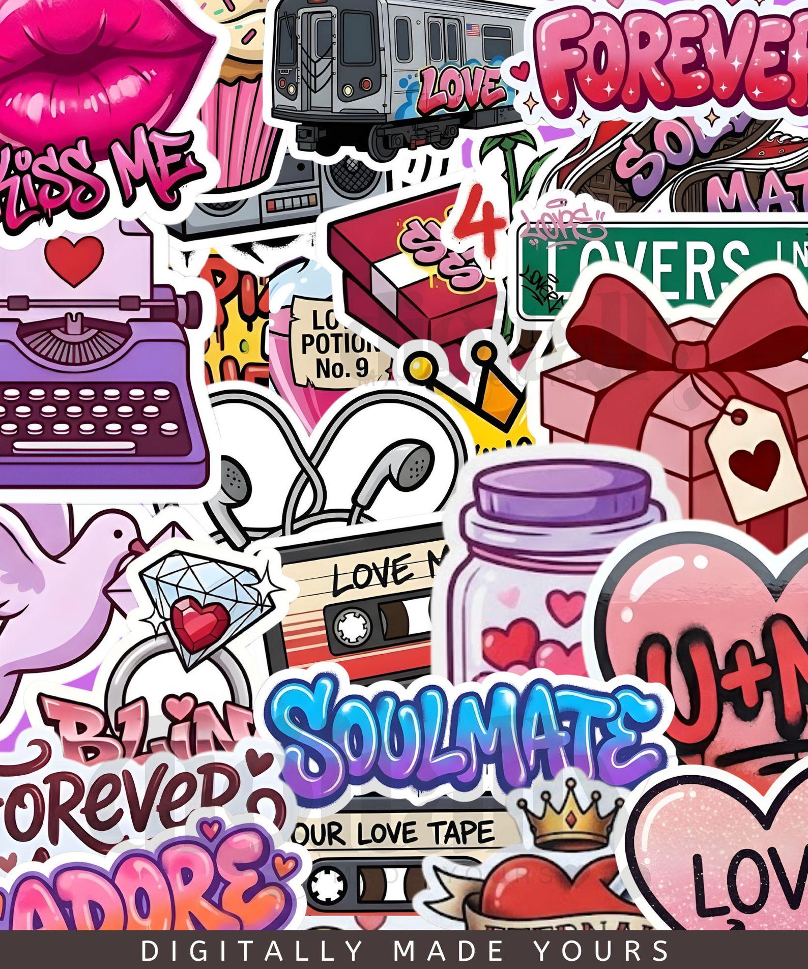 200+ Funny Love Stickers PNG Bundle | Valentine Art Decals | Cool ...