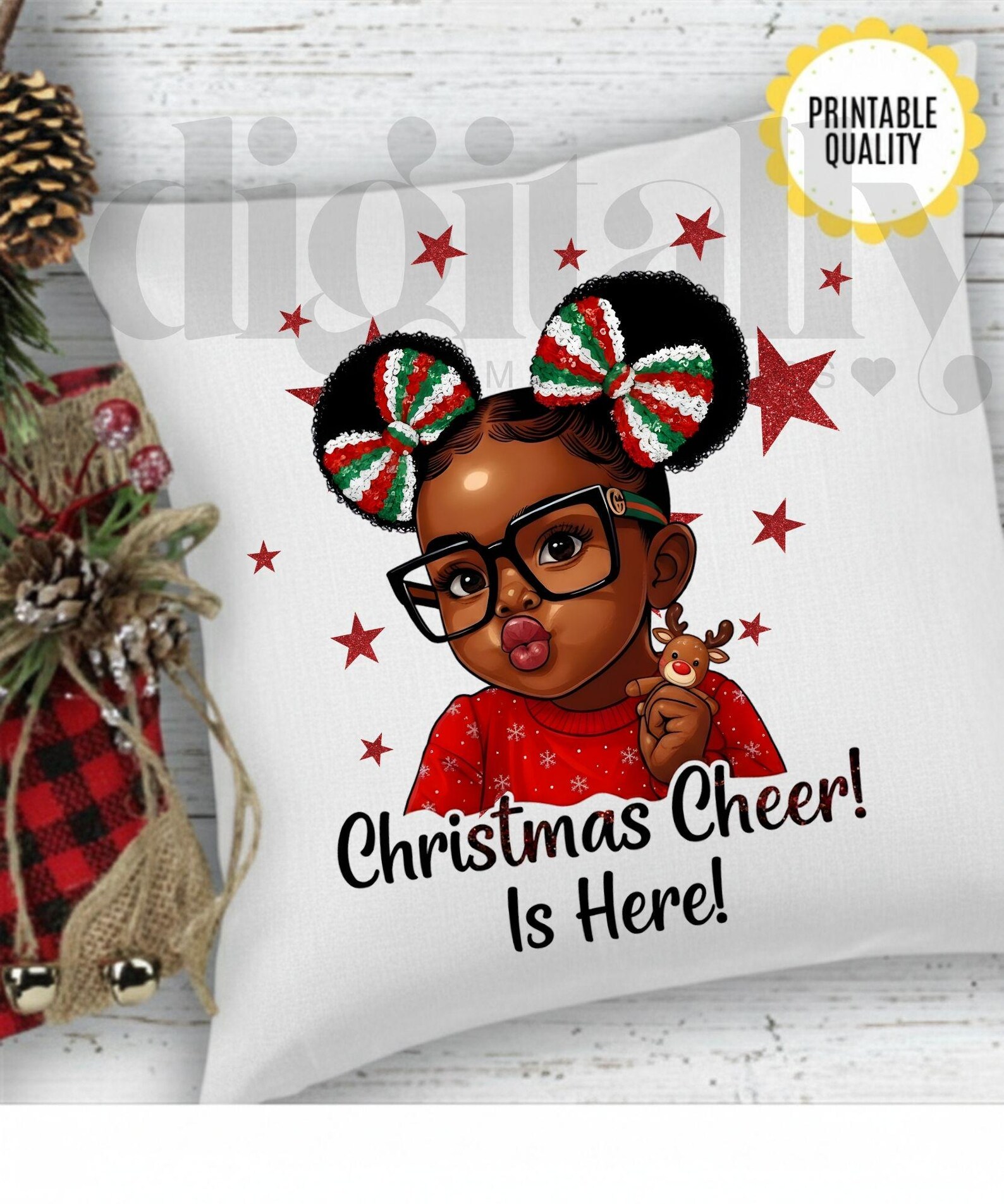Cute African American Christmas Png , Melanin Christmas Png, Black ...