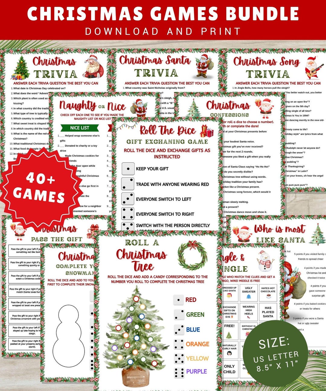 40+ Fun Christmas Party Games Bundle, Printable Holiday Games for ...