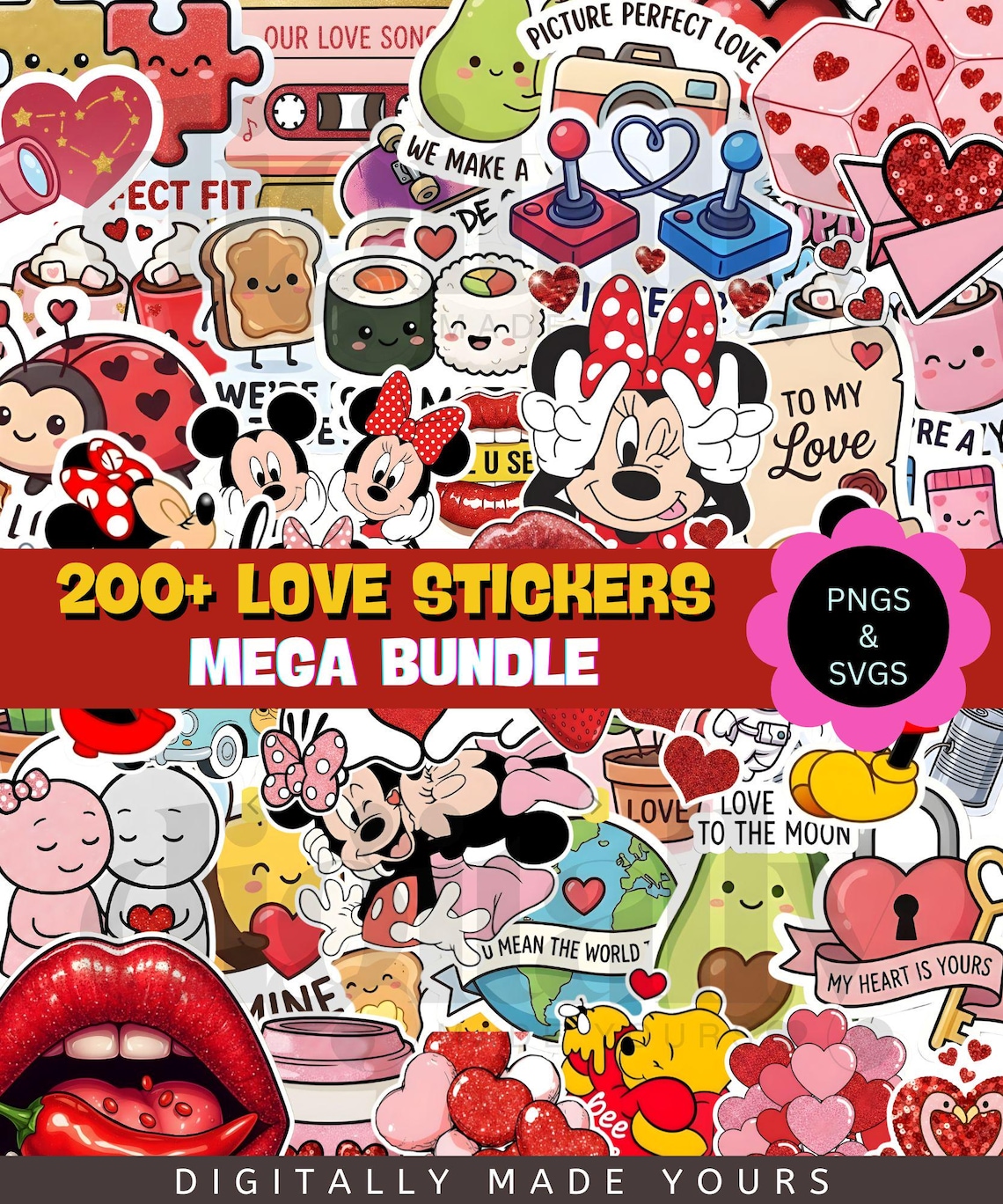 200+ Funny Love Stickers PNG Bundle | Valentine Art Decals | Cool ...