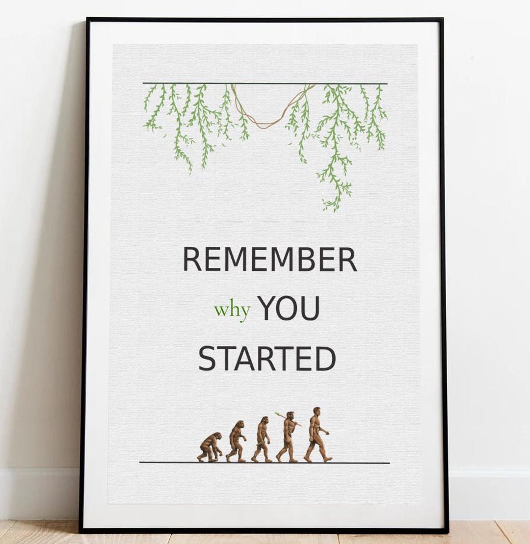 Remember Why You Started - Evolution | Motivational Wall Art Printable ...