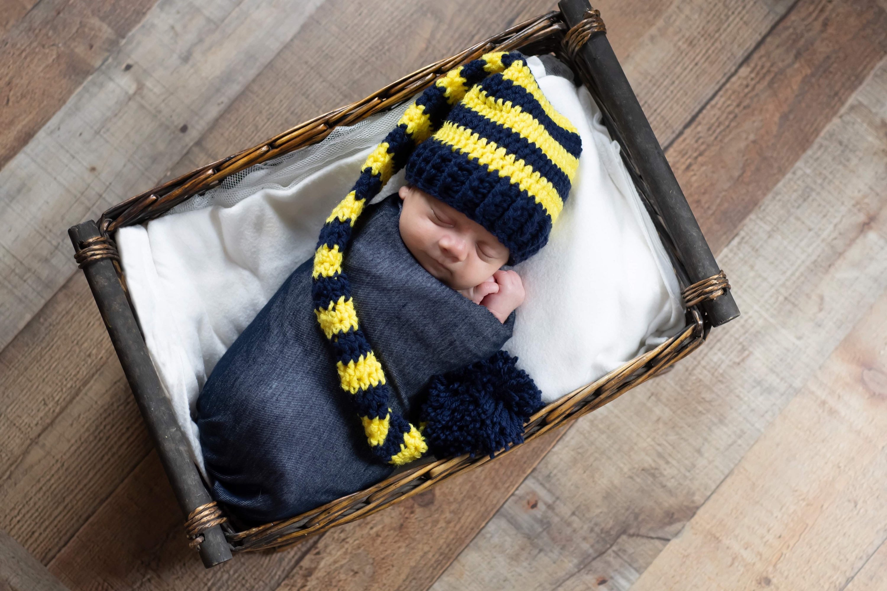 Stocking Hat/long Tail Hat With Pom Pom/navy Blue and - Etsy UK