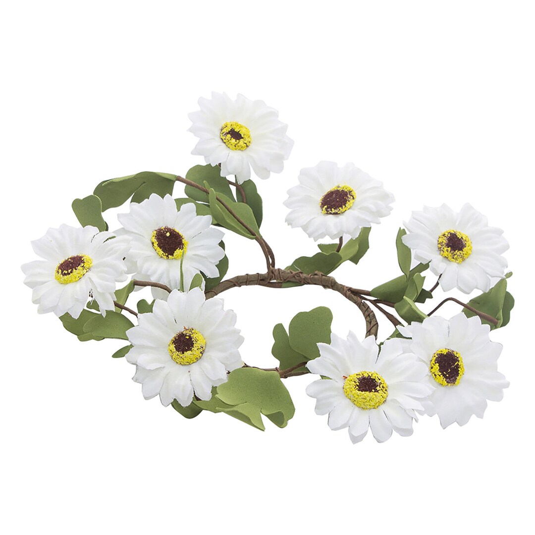 2.5" White Daisy Candle Ring Flower, Craft Supply, Country, Floral ...