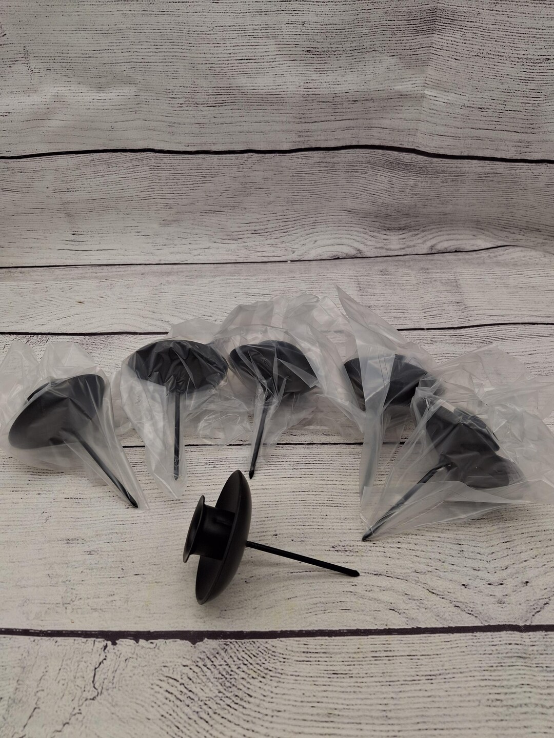 Set of 6 Spike Taper Candle Holders for Floral Arrangements, Black ...