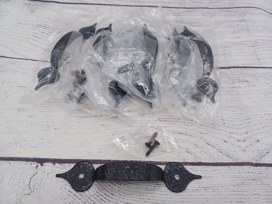 Set of 10 Black Hammered 5 Cabinet or Drawer Handle Pulls With Screws ...