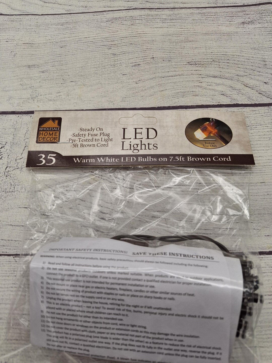 Battery Operated W/ Timer 35 Ct Brown Cord Wire LED Light Strand String ...