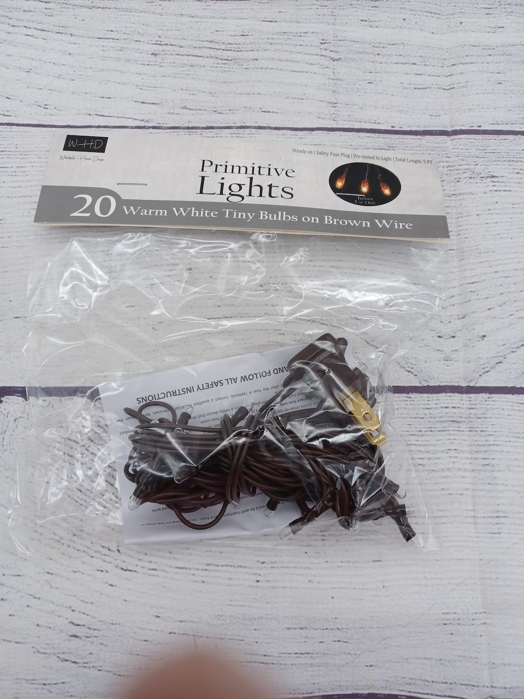 20 Ct Brown Cord Wire Rice Light Strand String Set, Warm White Tiny ...