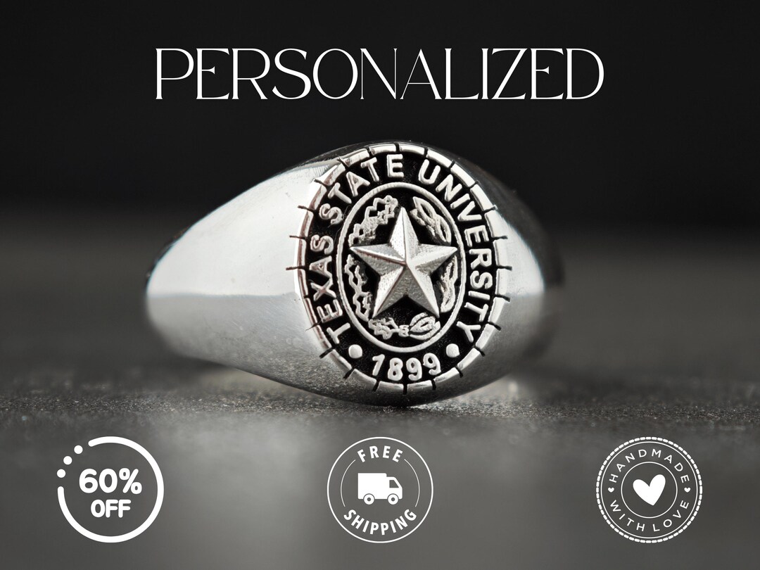 Custom University Crest Signet Ring: Sterling Silver, Gold, Handmade - Etsy