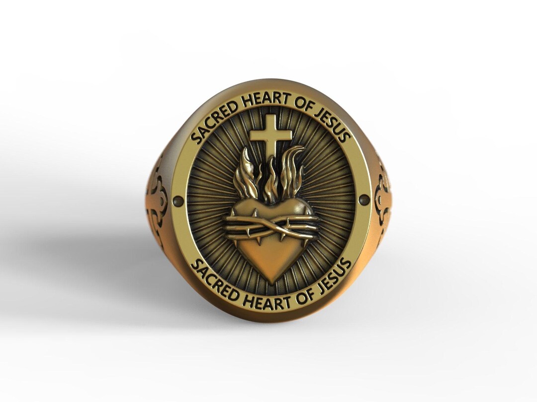 Sacred Heart of Jesus Ring for Men, Handmade Catholic Devotional ...