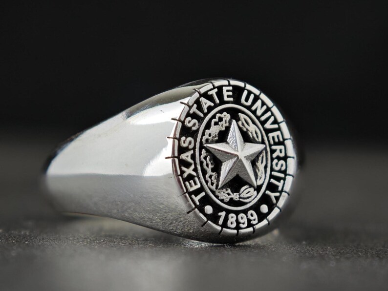 Custom University Crest Signet Ring: Sterling Silver, Gold, Handmade - Etsy