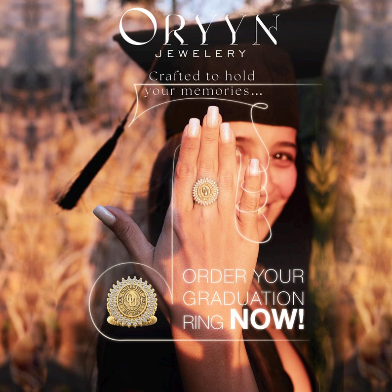 Custom University Crest Signet Ring: Sterling Silver, Gold, Handmade - Etsy