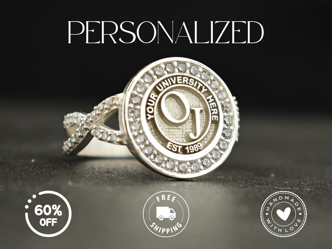 Personalized University Class Ring - Graduation Gift in Silver or Gold ...