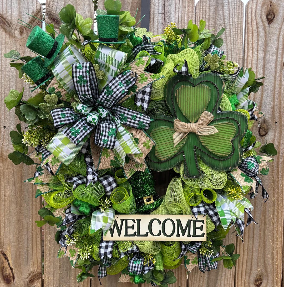 St Patrick’s Day Door Decor, Front Door Decor, Door Hanger, Welcome ...