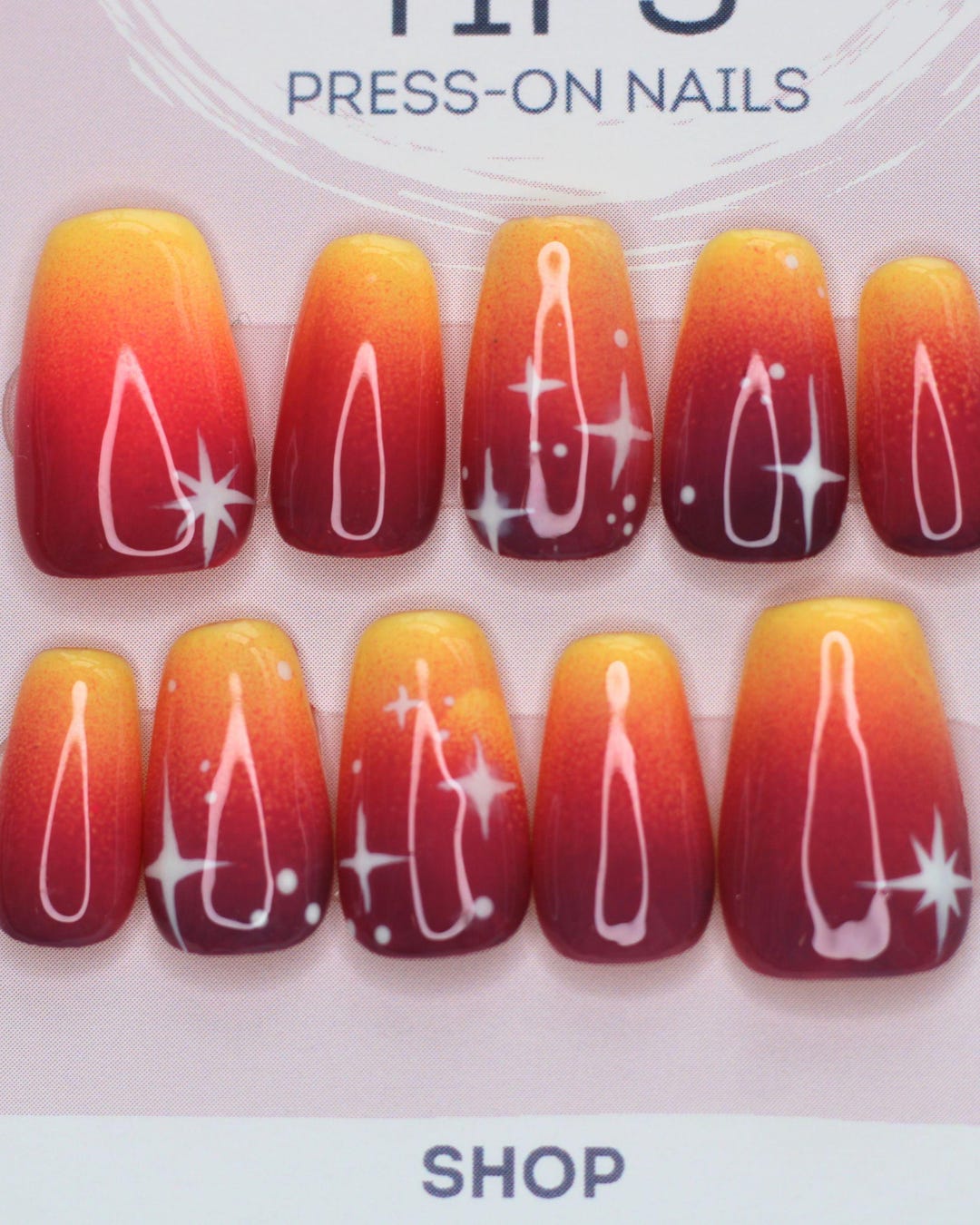 Solar Sunset Celestial Fall Press on Nails - Etsy