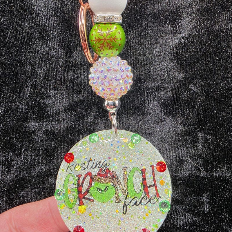Rhinestone Grinch Keychain - Etsy
