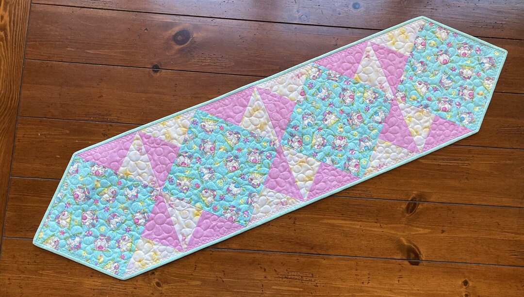 Easter Pink Yellow Pinwheel Quilted Table Runner D - Etsy