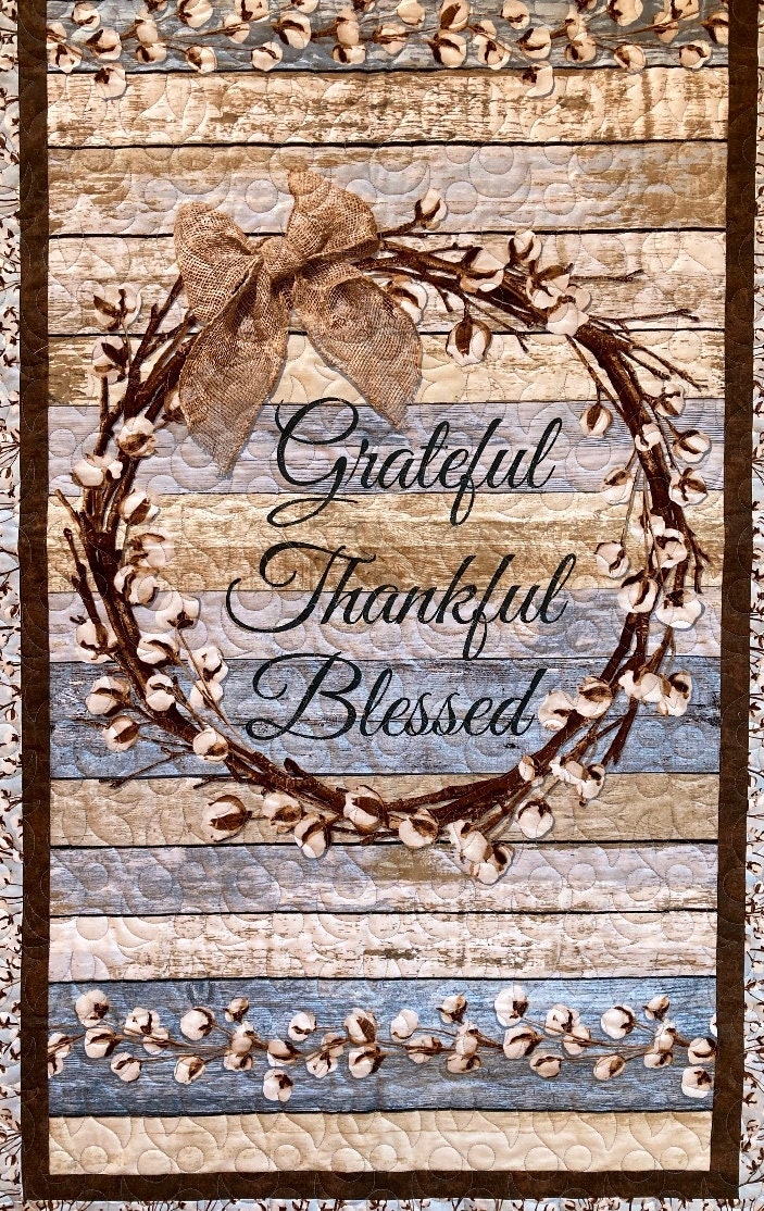 Lap/wall Size Cotton Grateful Thankful Blessed Quilt - Etsy