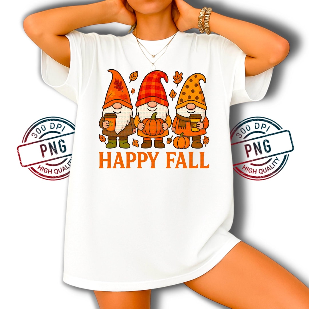 Fall Gnomes PNG: Autumn Dwarfs With Pumpkins & Coffee (digital Download ...