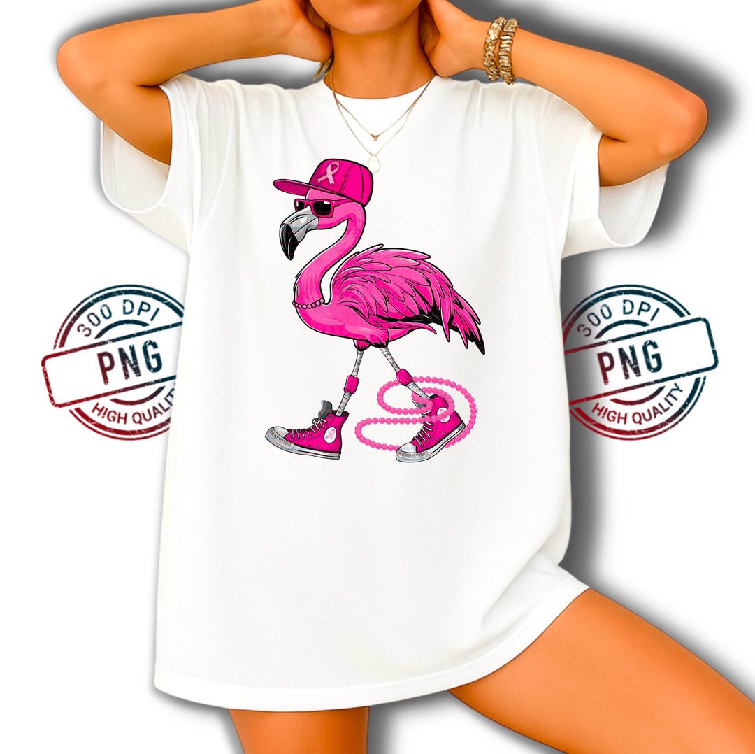 Funny Pink Flamingo Breast Cancer Awareness PNG: Sublimation Clipart - Etsy