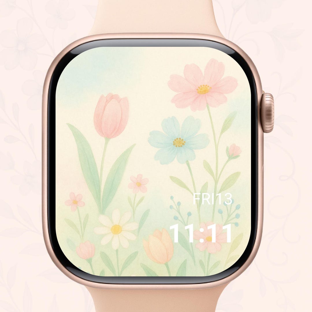 Pastel Pink Apple Watch Wallpaper: Minimalist Digital Watch Face - Etsy