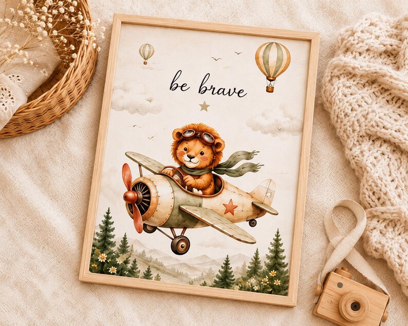 Lion Pilot Wall Art | Motivational Quote, Safari Animal Nursery Decor ...