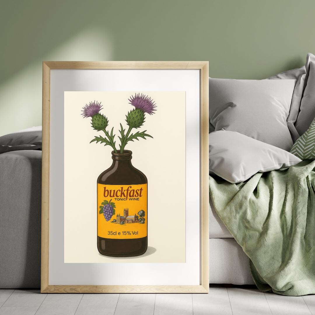Buckfast and Thistle Print - Scottish Prints - Scottish Art- Scottish ...