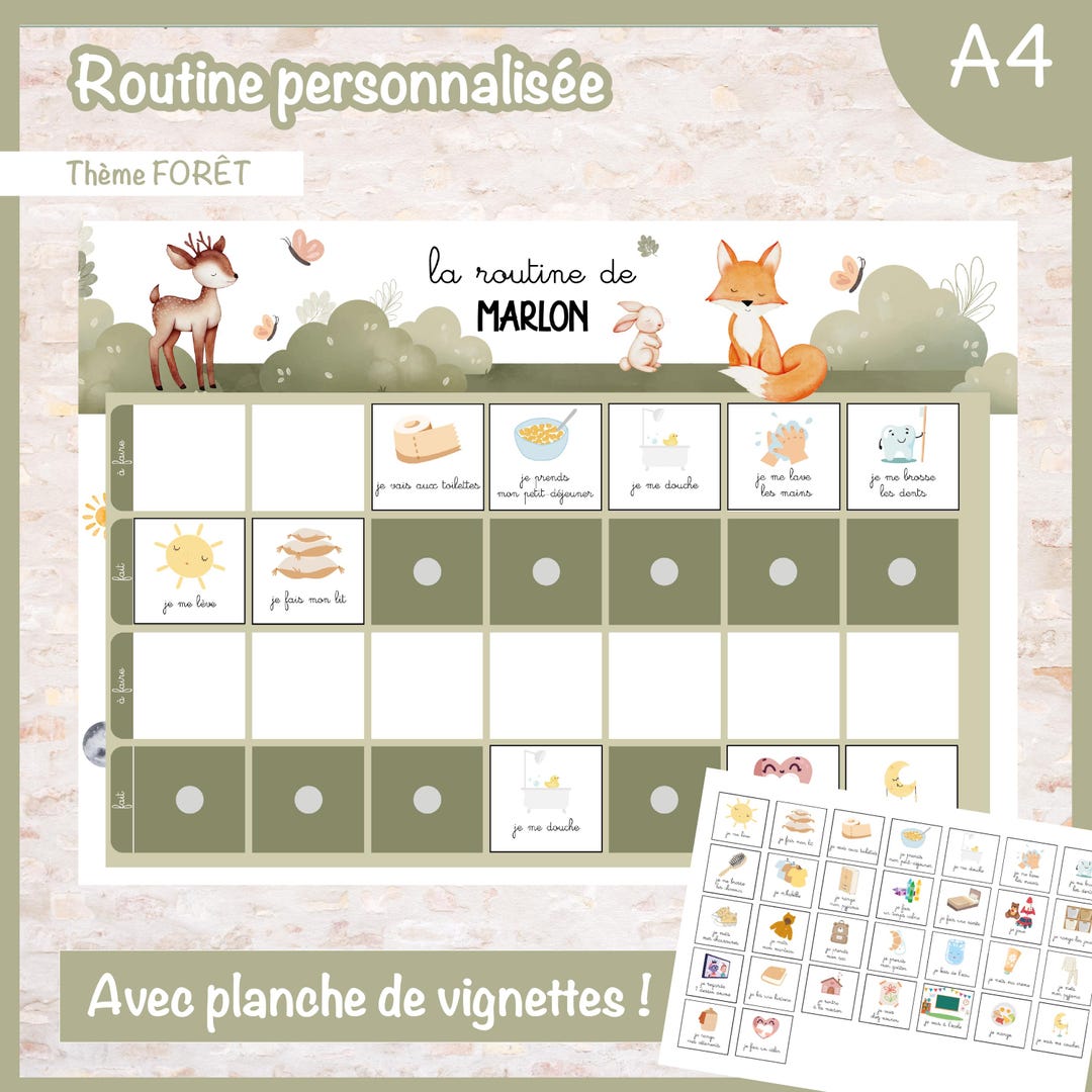 Personalized A4 Children's Routine Chart | Montessori Routine Board ...