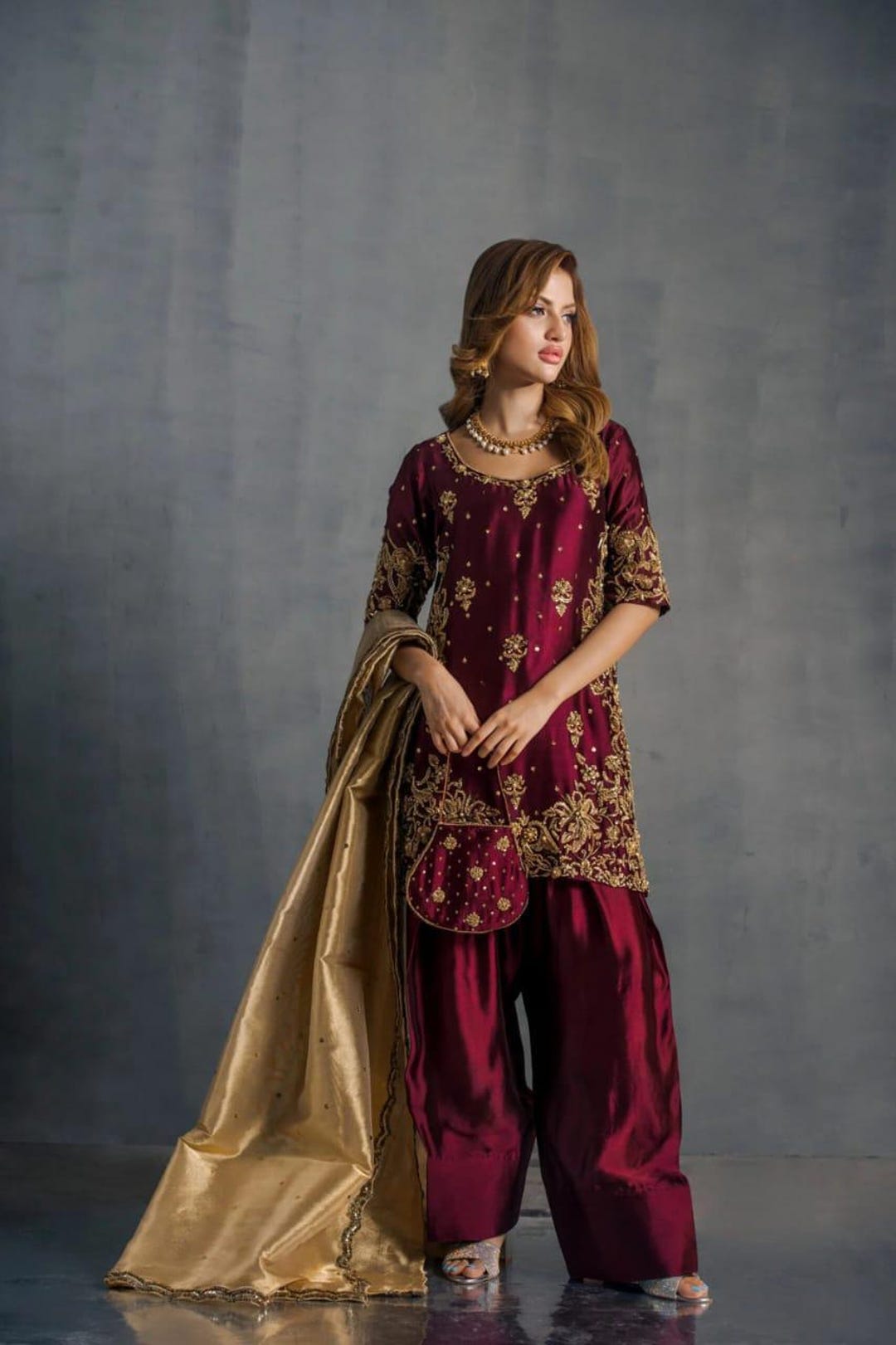 Red Silk Mehndi Guest Outfit, Asian Wedding Dress, Indian Pakistani ...