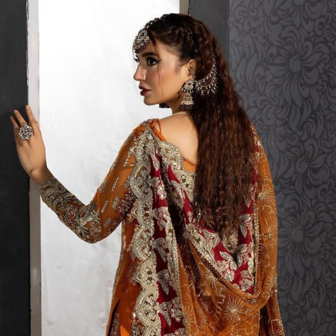 Orange Grara Shirt, Mehndi Dress, Asian Party Wear, - Etsy