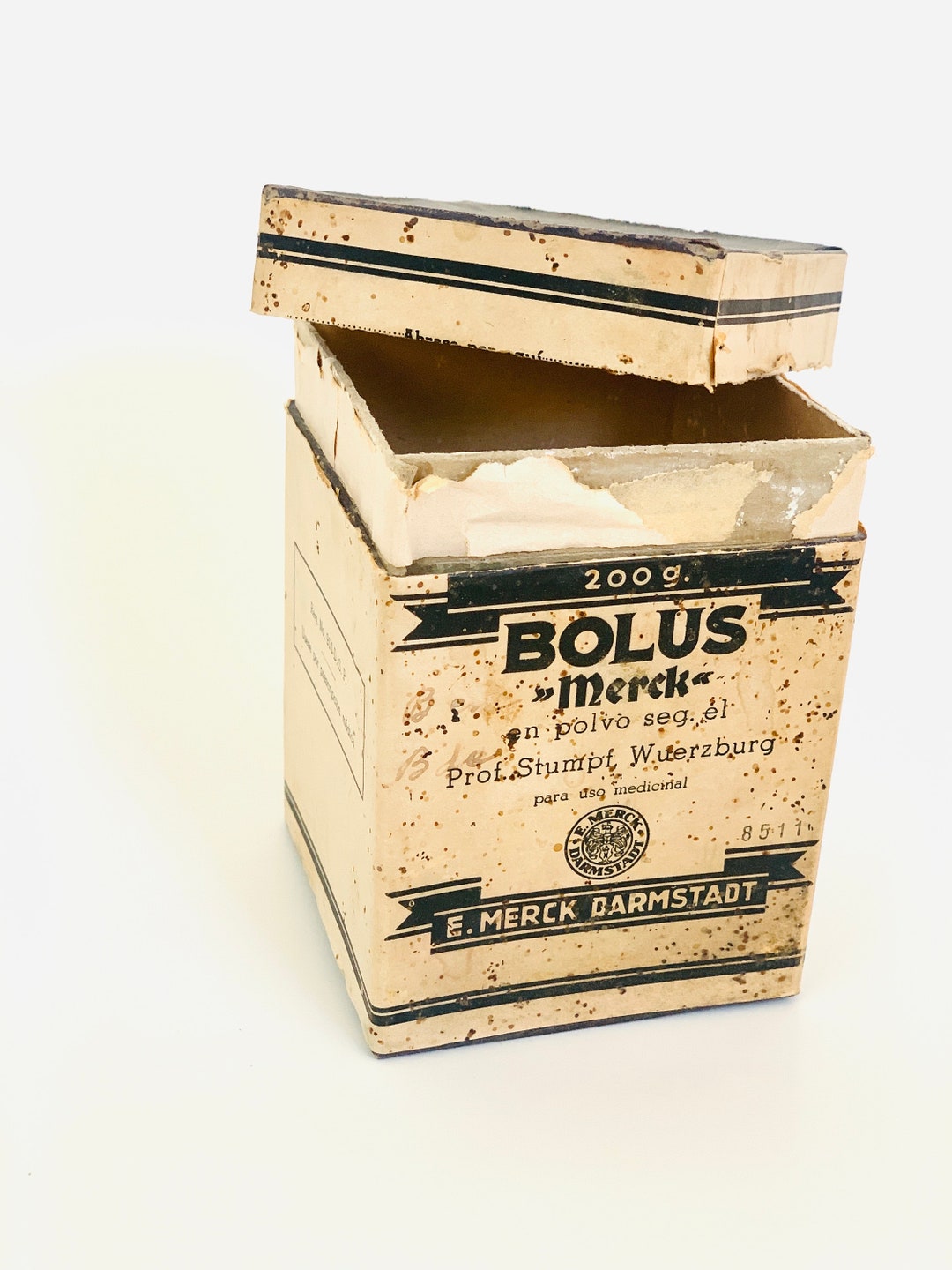 Vintage Apothecary Cardboard Empty Box, E. Merck Lab, Made in Mexico ...