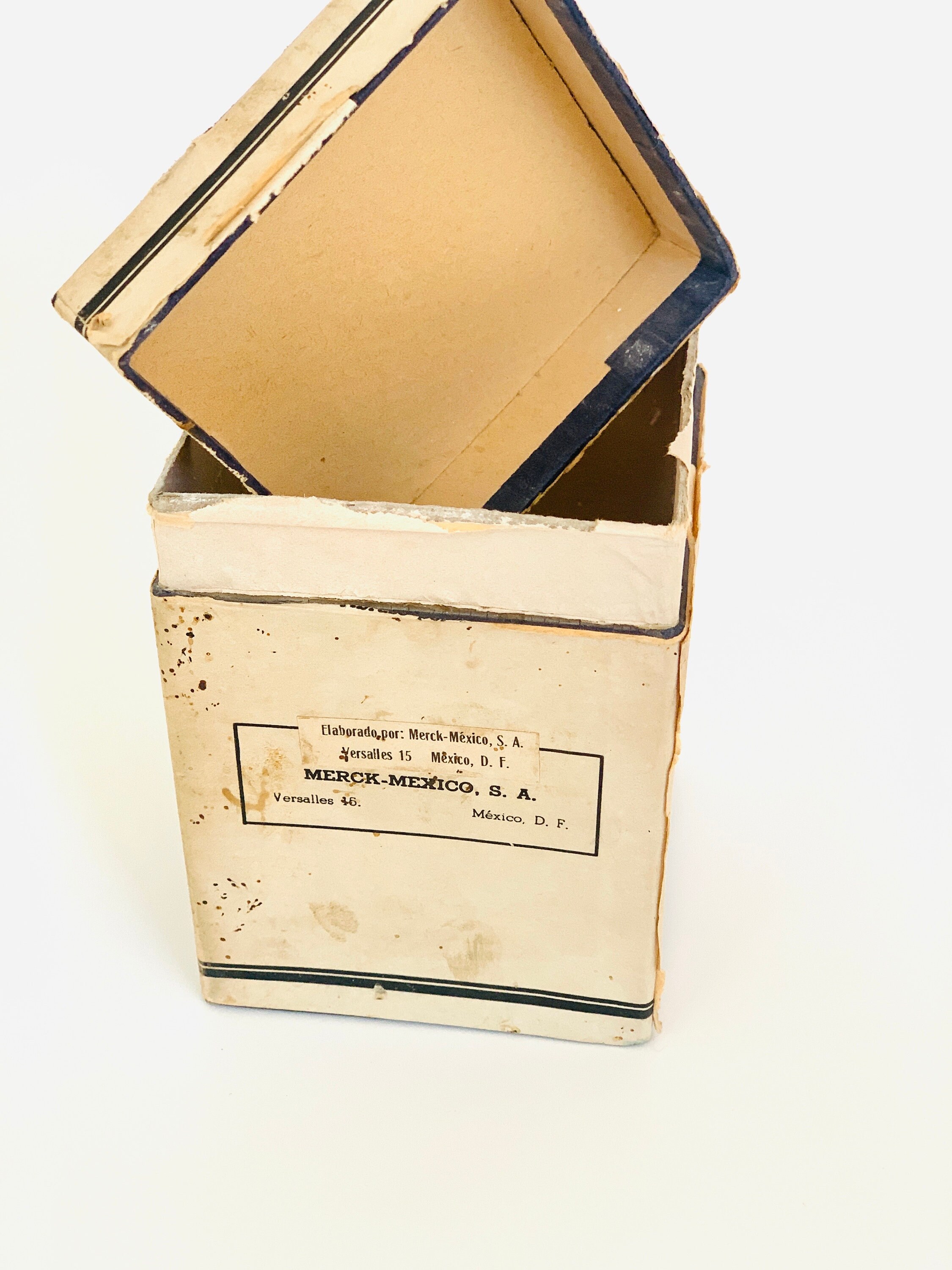 Vintage Apothecary Cardboard Empty Box, E. Merck Lab, Made in Mexico ...