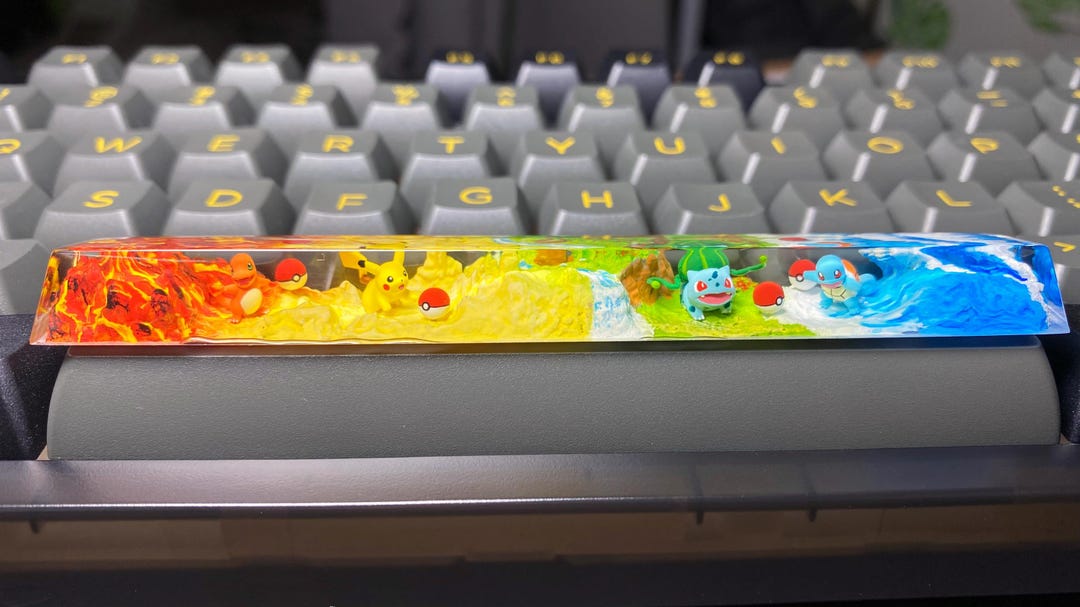 Char.mander, Pi.ka, Bul.basaur, Squir.tle Spacebar Keycap Resin (5.5u ...