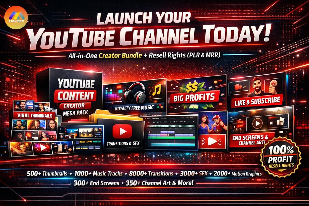 Youtube Creator Bundle 20,000+ Assets | PLR MRR Resell Rights | Youtube ...