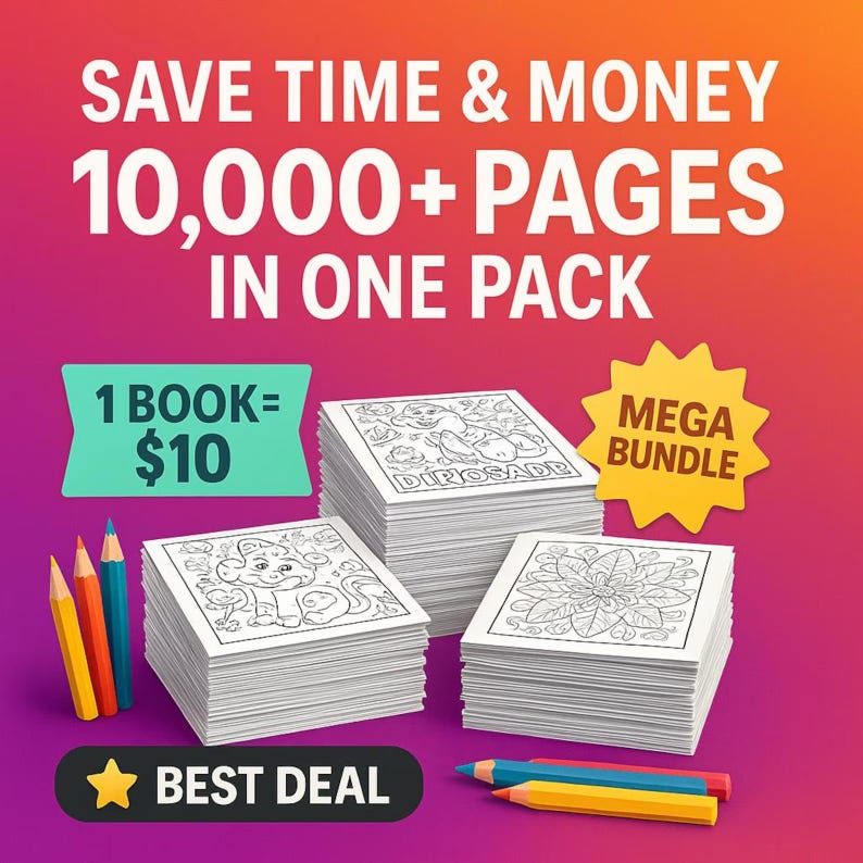 10k+ Kids Coloring Pages Bundle | Printable Sheets With PLR & MRR ...