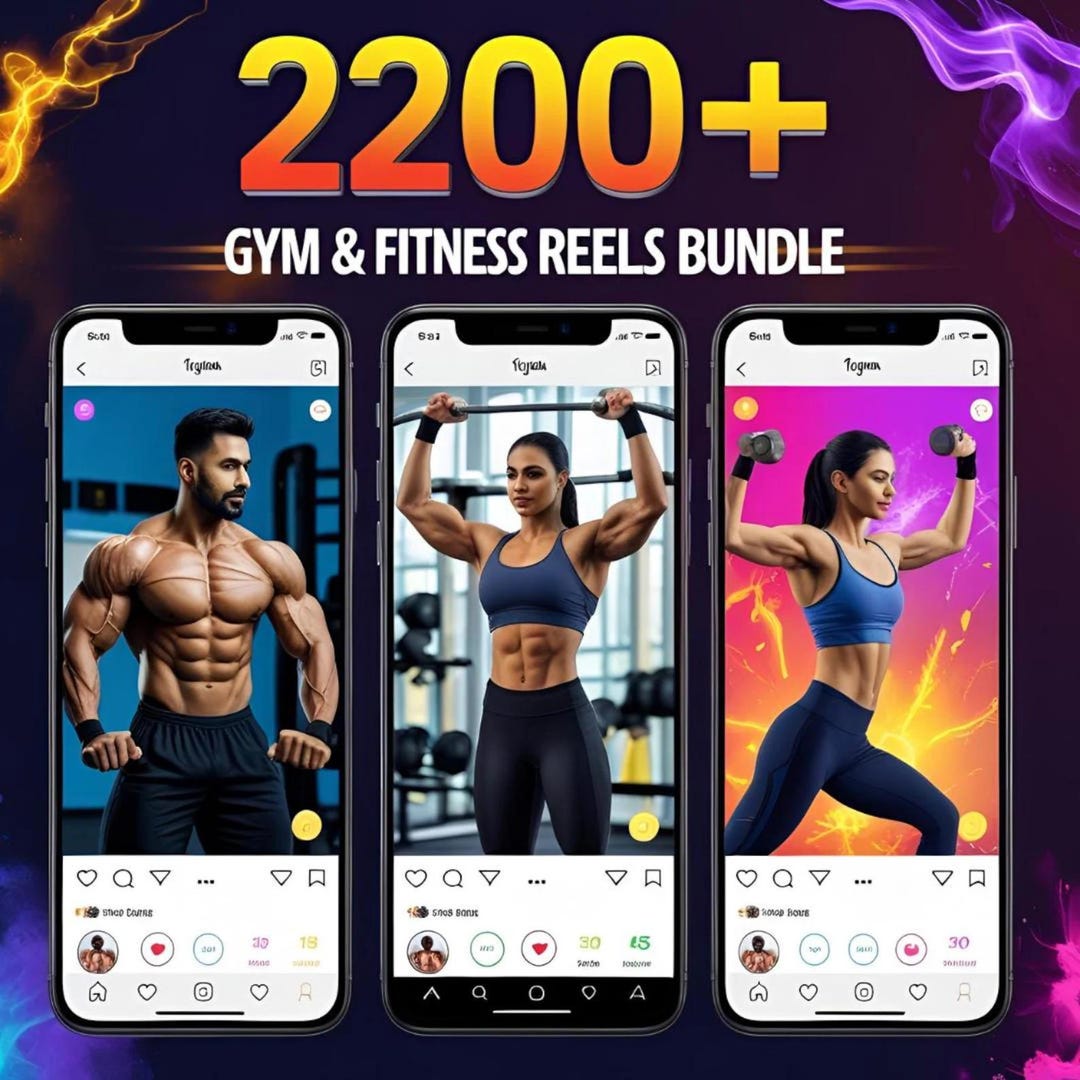 2200+ Gym & Fitness Reels Bundle | Workout Social Media Content ...