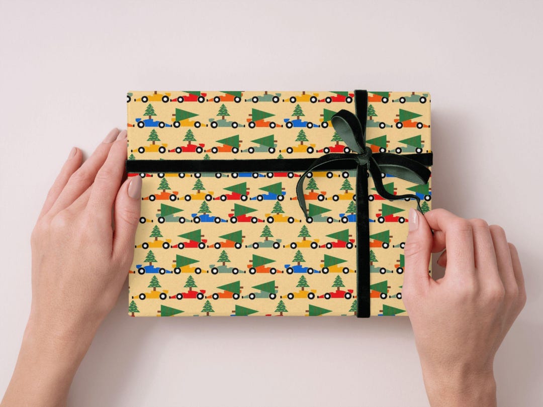 Holiday Race Car Wrapping Paper - Festive Christmas F1 Gift Wrap - Etsy