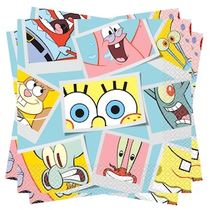 Spongebob Squarepants Lunch Paper Napkin, 9", 16 Ct - Etsy
