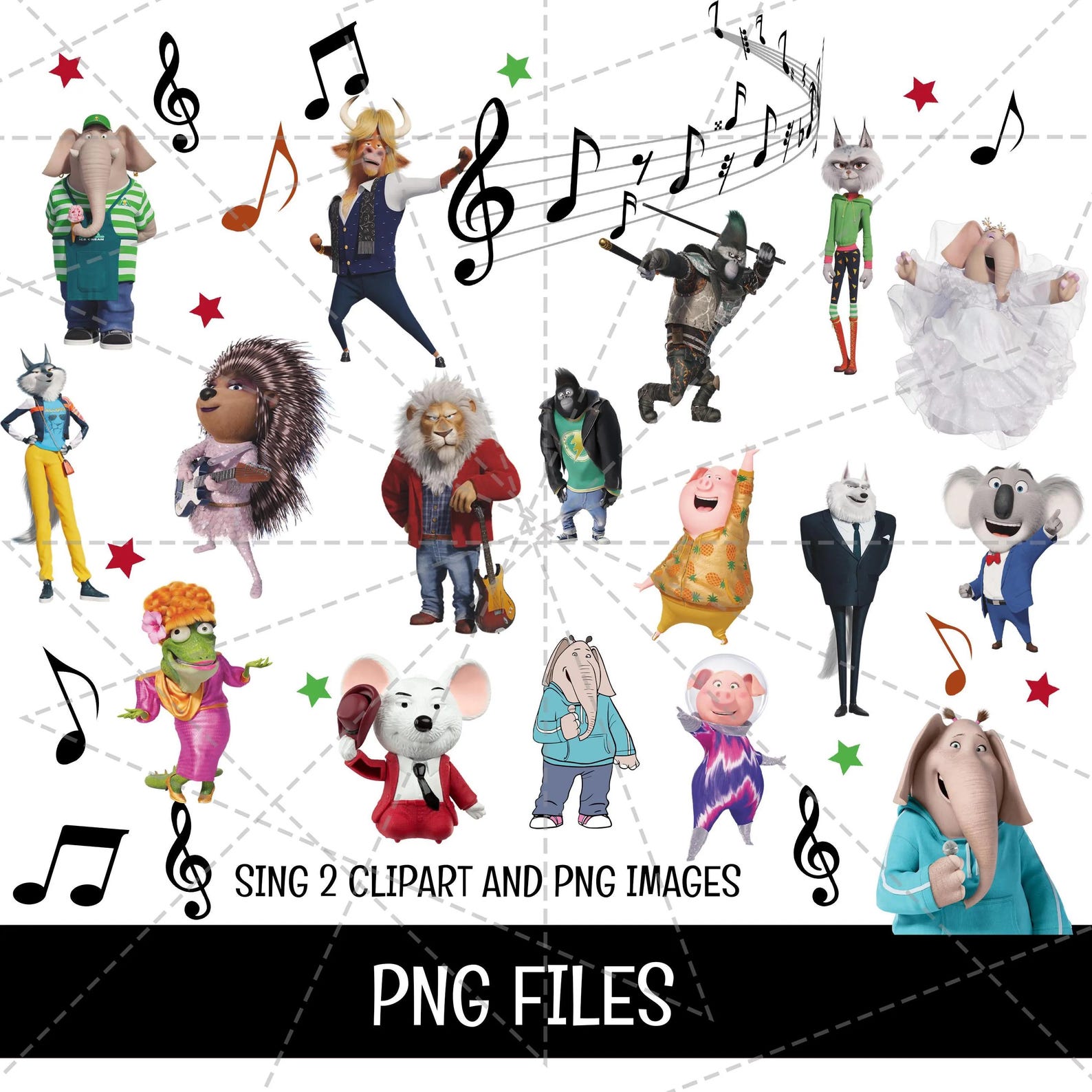 Sing 2 Alphabet Letters Clipart PNG Bundle Instant Download - Etsy