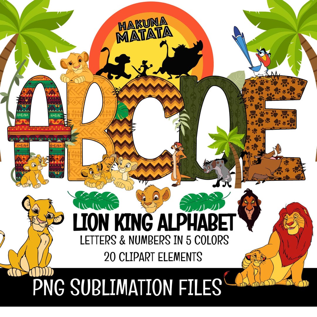 Lion King Doodle Alphabet Letters PNG Bundle Instant Download - Etsy